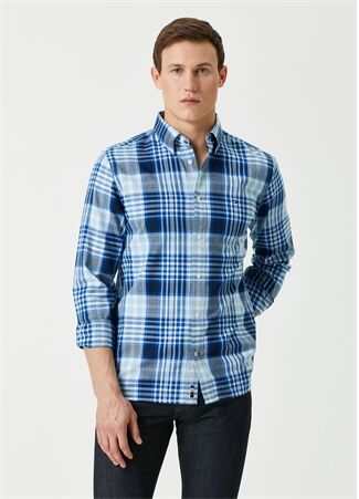 Tommy Hilfiger Erkek Midscale Lacivert Ekoseli Gömlek L EU