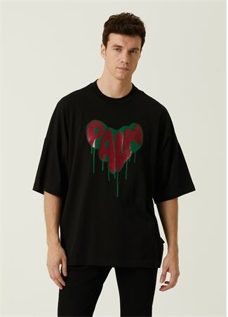 Palm Angels Erkek Siyah Logo Detaylı T-shirt S EU