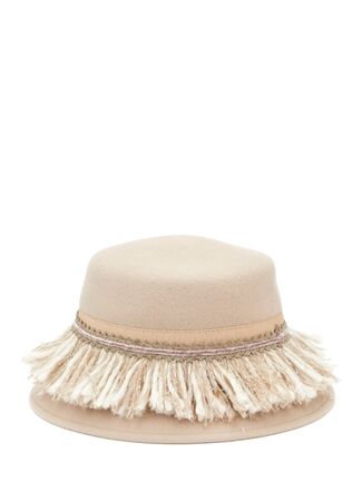 Gaynor Kadın Bej Şerit Detaylı Yün Şapka EU Gaynor Kadın Bej Şerit Detaylı Yün Şapka EU