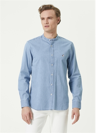 Beymen Club Erkek Slim Fit Mavi Hakim Yaka Denim Gömlek S Beymen Club Erkek Slim Fit Mavi Hakim Yaka Denim Gömlek S