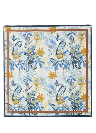 Beymen Kadın Yaprak Desenli 90x90 cm Twill Eşarp EU