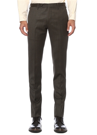 Rota Erkek Yeşil Çizgili Dar Paça Yün Pantolon 52 IT