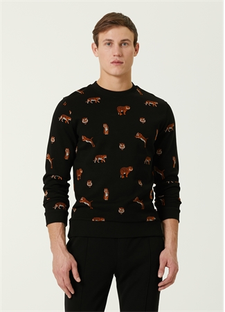 John Frank Erkek Siyah Kaplan Desenli Sweatshirt M EU John Frank Erkek Siyah Kaplan Desenli Sweatshirt M EU