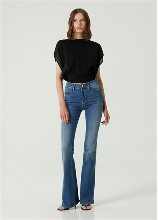 Frame Denim Kadın Le High Flare Jean Pantolon Mavi 24 US