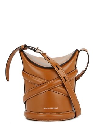 Alexander McQueen Kadın Taba Deri Omuz Çantası Turuncu EU