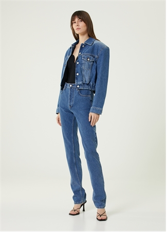 Magda Butrym Kadın Slim Fit Bol Paça Jean Pantolon Mavi 38 FR