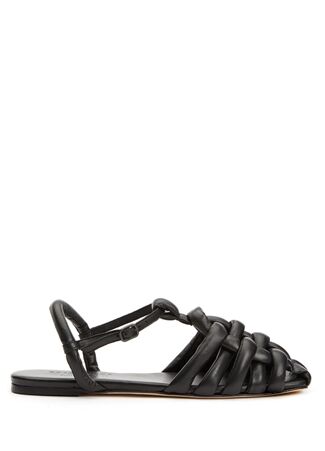 Hereu Kadın Siyah Örgü Dokulu Deri Sandalet 36 EU