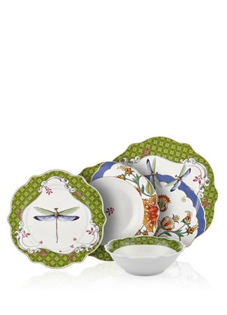 Chiara Alessi Allure Yusufçuk Desenli Porselen Yemek Takımı Yeşil