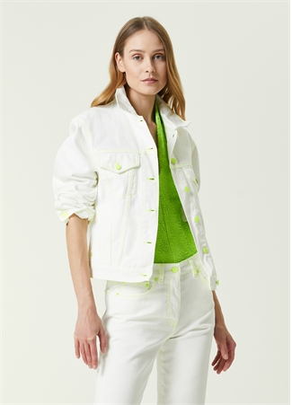 Msgm Kadın Ekru Dikiş Detaylı Jean Ceket Bej 42 IT Msgm Kadın Ekru Dikiş Detaylı Jean Ceket Bej 42 IT