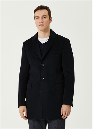 Network Erkek Slim Fit Lacivert Yün Palto 46 EU
