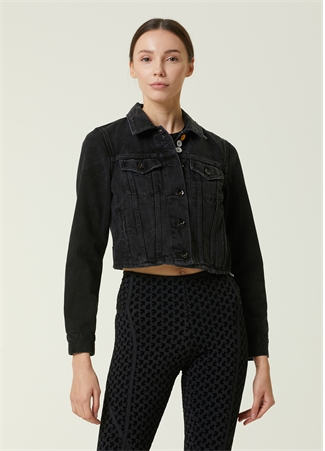 Off-White Kadın Siyah Düğme Detaylı Crop Jean Ceket 38 IT Off-White Kadın Siyah Düğme Detaylı Crop Jean Ceket 38 IT