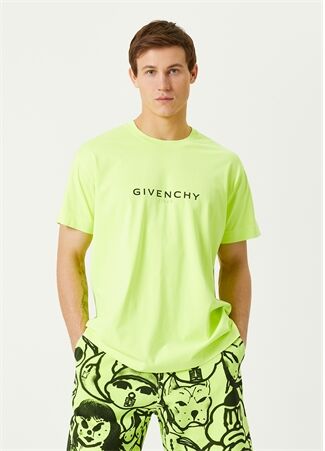 Givenchy Erkek Neon Sarı Logo Detaylı T-shirt S EU