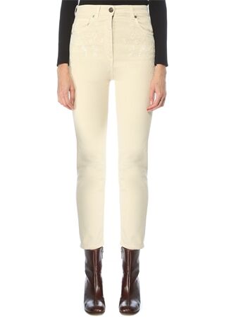 Etro Kadın Krem Dar Paça Jean Pantolon Bej 26 US