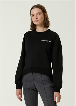 Alexander McQueen Kadın Siyah Arkası Kuşgözü Detaylı Sweatshirt 44 IT