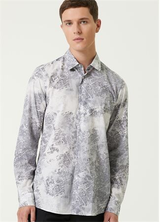 Palzileri Lab Erkek Gri Karalama Desenli Gömlek 4 IT