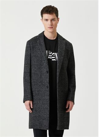 Allsaints Erkek Hare Siyah Gri Ekoseli Yün Palto 42 UK Allsaints Erkek Hare Siyah Gri Ekoseli Yün Palto 42 UK