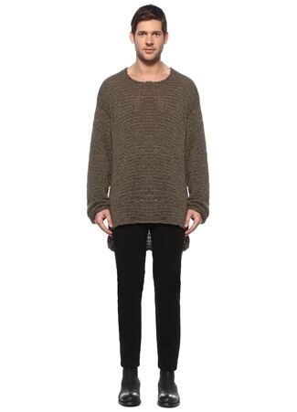 Pal Zileri Erkek Kahverengi Örgü Dokulu Kazak Yeşil 50 IT