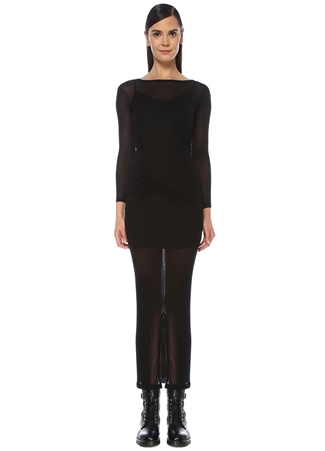 Allsaints Kadın Francesco Siyah Detaylı Midi Elbise 8 EU