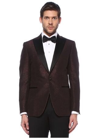 Pal Zileri Erkek Bordo Kırlangıç Yaka Desenli İpek Ceket 52 IT