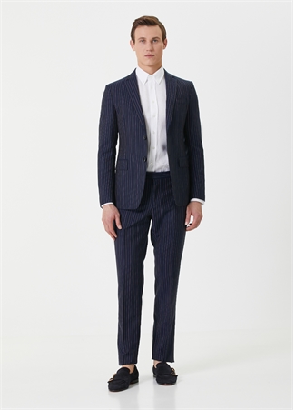 Etro Erkek Lacivert Çizgi Desenli Takım Elbise 48 It Etro Erkek Lacivert Çizgi Desenli Takım Elbise 48 It