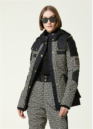 Balmain Kadın Ekru Siyah Kapüşonlu Kayak Montu 38 FR Balmain Kadın Ekru Siyah Kapüşonlu Kayak Montu 38 FR
