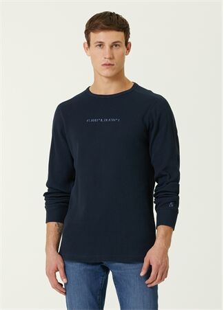 Bassigue Erkek Lacivert Koordinat Detaylı Sweatshirt L EU