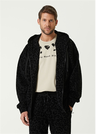 Dolce&Gabbana Erkek Siyah Kapüşonlu Leopar Desenli Sweatshirt S EU Dolce&Gabbana Erkek Siyah Kapüşonlu Leopar Desenli Sweatshirt S EU