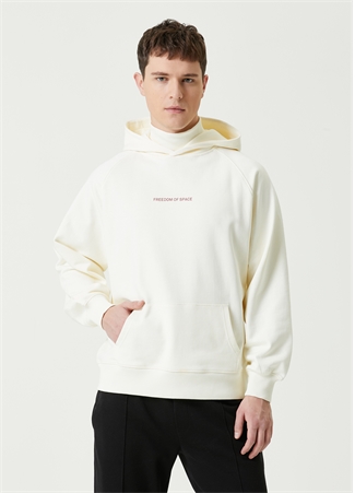 Freedom of Space Erkek Beyaz Kapüşonlu Logolu Sweatshirt Siyah S EU Freedom of Space Erkek Beyaz Kapüşonlu Logolu Sweatshirt Siyah S EU