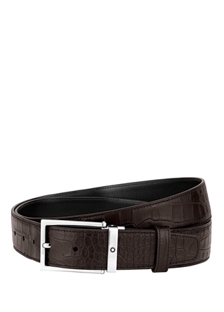 Montblanc Erkek Kahverengi Krokodil Dokulu Deri Kemer EU Montblanc Erkek Kahverengi Krokodil Dokulu Deri Kemer EU