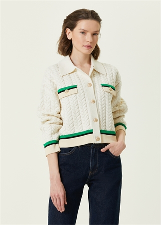 Sandro Kadın Ekru Şerit Detaylı Saç Örgü Yün Kazak Bej 0 Us Sandro Kadın Ekru Şerit Detaylı Saç Örgü Yün Kazak Bej 0 Us