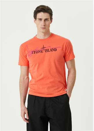 Stone Island Erkek Turuncu Logo Baskılı T-shirt S Eu Stone Island Erkek Turuncu Logo Baskılı T-shirt S Eu