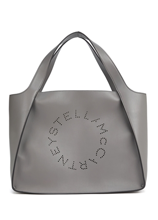 Stella McCartney Kadın Gri Logo Delikli Omuz Çantası EU Stella McCartney Kadın Gri Logo Delikli Omuz Çantası EU
