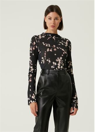 Camilla and Marc Kadın Siyah Dik Yaka Desenli Uzun Kol Bluz 6 US
