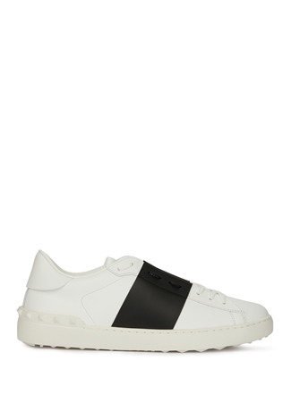 Valentino Garavani Erkek Open Beyaz Deri Sneaker Siyah 42 EU Valentino Garavani Erkek Open Beyaz Deri Sneaker Siyah 42 EU