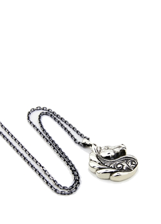 Boga Erkek Silver At Figürlü Gümüş Rengi Kolye Gri EU