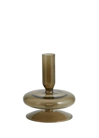 Nordal Eriska Bej Desenli Cam Şamdan Gri