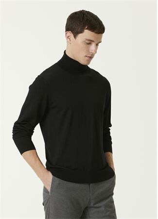 Z Zegna Erkek Siyah Balıkçı Yaka Yün Kazak L It