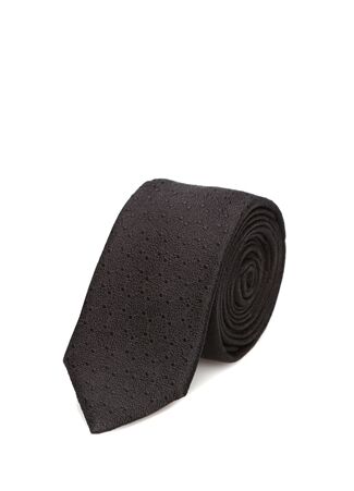 Palzileri Lab Erkek Siyah Mikro Dokulu İpek Kravat EU