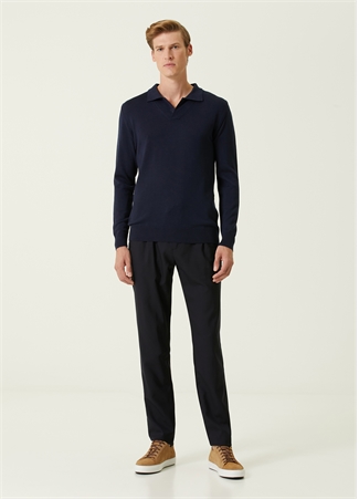 Beymen Collection Erkek Lacivert Beli Kordonlu Yün Pantolon 46 IT Beymen Collection Erkek Lacivert Beli Kordonlu Yün Pantolon 46 IT