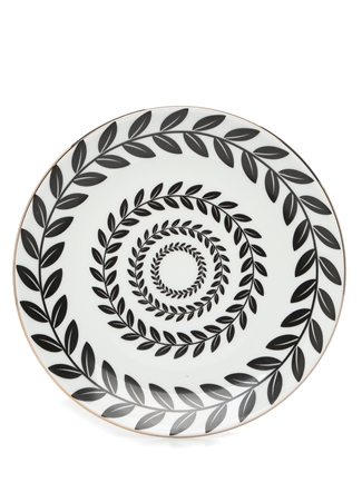Mi Su Deco Zeytin Dalı Yaprak Desenli Porselen Tatlı Tabağı Siyah Mi Su Deco Zeytin Dalı Yaprak Desenli Porselen Tatlı Tabağı Siyah