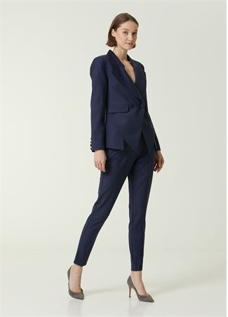 Feel The Lotus Kadın Lacivert Boru Paça Yün Pantolon 38 EU Feel The Lotus Kadın Lacivert Boru Paça Yün Pantolon 38 EU