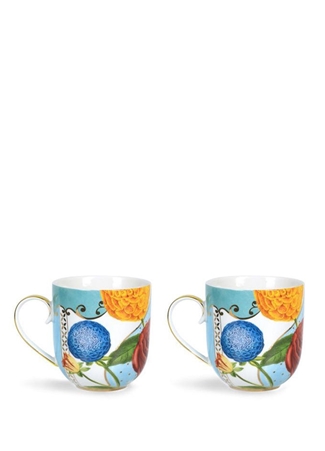 Pip Studio Royal Çiçek Desenli 2li Porselen Fincan Seti Çok Renkli Pip Studio Royal Çiçek Desenli 2li Porselen Fincan Seti Çok Renkli