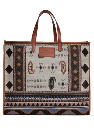 Etro Kadın Colorblocked Etnik Desenli Çanta Bej EU Etro Kadın Colorblocked Etnik Desenli Çanta Bej EU
