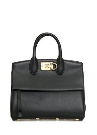 Salvatore Ferragamo Kadın Siyah Logolu Deri Omuz Çantası EU