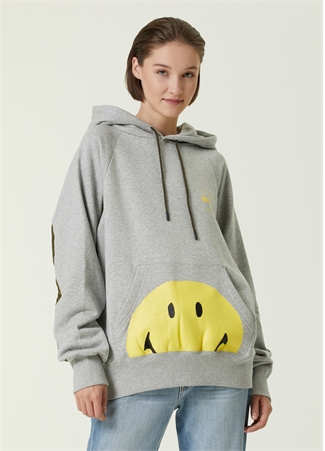 Joshua Sanders Kadın Gri Kapüşonlu Smile Baskılı Sweatshirt S EU Joshua Sanders Kadın Gri Kapüşonlu Smile Baskılı Sweatshirt S EU