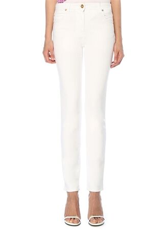 Versace Kadın Beyaz Logo Baskılı Jean Pantolon 27 US