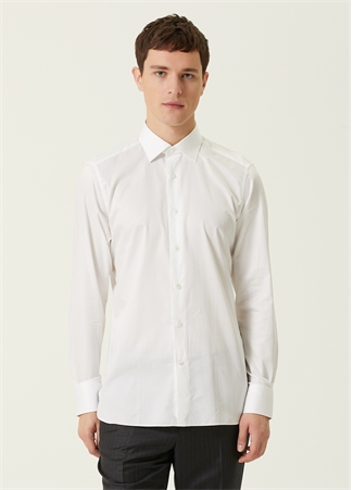 Zegna Erkek Beyaz Fransız Yaka Gömlek 39 IT