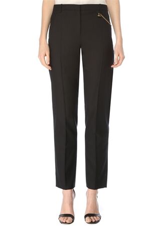 Givenchy Kadın Slim Fit Siyah Zincirli Yün Cigarette Pantolon 40 IT