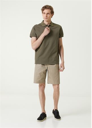 Erkek Bej Çift Pilili Bermuda 50 IT