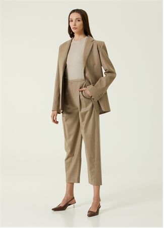 Toteme Kadın Bej Pili Detaylı Yün Pantolon 40 EU